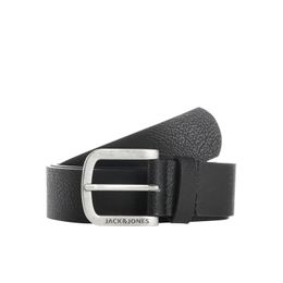 Jack & Jones Ledergürtel JACK & JONES "JACHARRY BELT NOOS", Herren, Gr. 80, schwarz, Leder, genarbt, unifarben, Gürtel