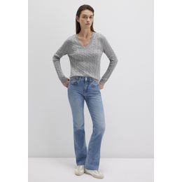 Strickpullover Mavi "V-NECK SWEATER", Damen, Gr. L, mid grau melange, Feinstrick, 49% Viskose, 31% Polyester, 20% Polyamid, normal, V-Ausschnitt, Pullover, Pullover Feinstrick
