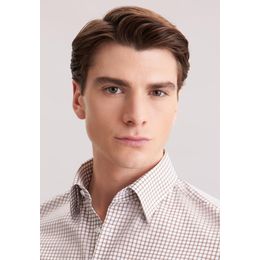 Businesshemd Seidensticker "Schwarze Rose", Herren, Gr. S (38), normale Ärmellängen, nougat, 100% Baumwolle, kariert, slim fit, 2-Knopf-Manschette, Hemden, Slim 1/1 Covered-Button-Down-Kragen Karo