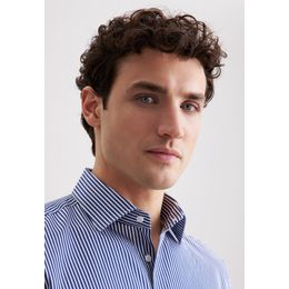 Businesshemd Seidensticker "Schwarze Rose", Herren, Gr. S (38), normale Ärmellängen, dunkelblau, 100% Baumwolle, gestreift, skinny fit, 2-Knopf-Manschette, Hemden, X-Slim 1/1 Kentkragen Gestreift