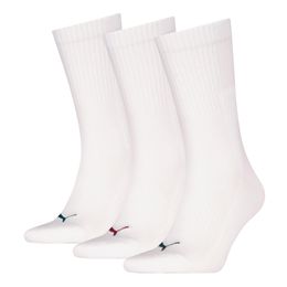 Socken Puma "Puma UNISEX CUSHIONED NEXT CREW 3P", Herren, Gr. 43-46, weiß (weiß, colorot logos), Baumwollmischung, normal, Socken, mit Zonenpolsterung für zusätzlichen Komfort