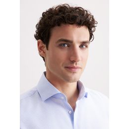 Businesshemd Seidensticker "Schwarze Rose", Herren, Gr. S (38), normale Ärmellängen, mittelblau, 100% Baumwolle, Strukturmuster, skinny fit, 2-Knopf-Manschette, Hemden, X-Slim 1/1 Kentkragen Struktur