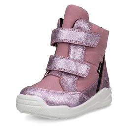 Klettstiefel Ecco "Urban Mini", Mädchen, Gr. 25, rosa, flieder, Textil, Veloursleder, metallic, Schuhe, Winterboots, Winterstiefel, Stiefelette mit GORE-TEX