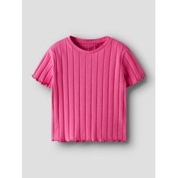 Kurzarmshirt name it "NKFNORALINA SS CROP TOP NOOS", Mädchen, Gr. 116, rosa (carmine rose (blank)), Jersey, Obermaterial: 95% Baumwolle, 5% Elasthan, unifarben, regular fit normal, Rundhals, gewellter Abschluss, Shirts, Baumwollmischung mit Stretch, gewellte Abschlüsse