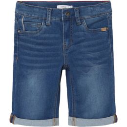 Jeansshorts name it "NKMTHEO XSL DNM L SHORTS 6622-CL NOOS", Jungen, Gr. 116, N-Gr, blau (medium blau denim), Denim/Jeans, Obermaterial: 41% Viskose, 31% Baumwolle, 25% Polyester, 3% Elasthan, unifarben, slim fit kurz, Jeans Jeansshorts, Viskosemischung, Stretch