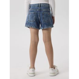 Jeansshorts name it "NKFBELLA REG DNM SHORTS 3674-BE NOOS", Mädchen, Gr. 104, N-Gr, blau (medium blau denim detail:heart embroidery), Denim/Jeans, Obermaterial: 100% Baumwolle, Abriebeffekte, bestickt, regular fit kurz, Jeans Jeansshorts, Baumwolle, verstellbarer Bund, bestickte Details