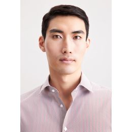 Businesshemd Seidensticker "Schwarze Rose", Herren, Gr. S (37), normale Ärmellängen, bordaux, 100% Baumwolle, gestreift, slim fit, 2-Knopf-Manschette, Hemden, Slim 1/1 Kentkragen Gestreift