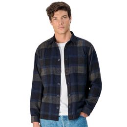 Langarmhemd Casamoda "Casamoda Hemdjacke uni", Herren, Gr. L, Normalgr&ouml;&szlig;en, blau (dunkelblau), 50% Polyester, 40% Wolle, 10% Polyacryl, unifarben, Hemden