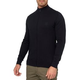 Strickjacke INDICODE "Tinos", Herren, Gr. L, schwarz, Strick, Obermaterial: 80% Baumwolle, 20% Polyamid, unifarben, normal, hoch geschlossener Ausschnitt, Strickjacken