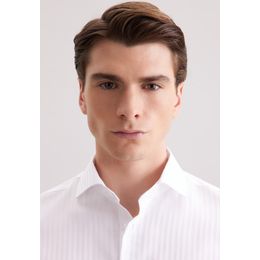 Businesshemd Seidensticker "Schwarze Rose", Herren, Gr. S (38), normale Ärmellängen, weiß, 100% Baumwolle, gestreift, slim fit, 2-Knopf-Manschette, Hemden, Slim 1/1 Kentkragen Gestreift