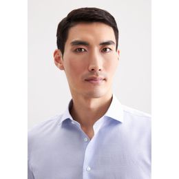 Businesshemd Seidensticker "Schwarze Rose", Herren, Gr. S (38), normale Ärmellängen, blau (mittelblau), 100% Baumwolle, bedruckt, skinny fit, 2-Knopf-Manschette, Hemden, X-Slim 1/1 Kentkragen Druck