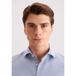 Businesshemd Seidensticker "Schwarze Rose", Herren, Gr. S (38), normale Ärmellängen, mittelblau, 100% Baumwolle, Hahnentrittmuster, skinny fit, 2-Knopf-Manschette, Hemden, X-Slim 1/1 Kentkragen Pepita