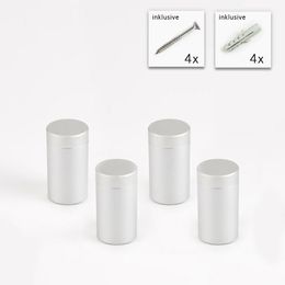 Alu Abstandshalter 13 x 20 mm in Satin - 4er Set