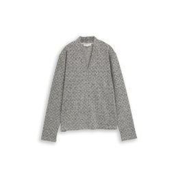 Tom Tailor Damen Sweatshirt mit V-Ausschnitt, beige, Meliert, Gr. XL