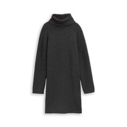 Tom Tailor Denim Damen Mini-Kleid mit Rollkragen, grau, Meliert, Gr. XXL