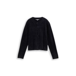 Tom Tailor Denim Damen Cardigan aus Federgarn, schwarz, Uni, Gr. M