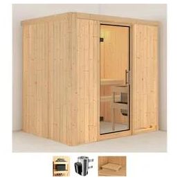 Sauna Karibu "Finja", beige (naturbelassen), Saunaofen, integrierte Steuerung, 3,6 kW, Saunen, Ofen 3,6 kW intgr. Strg