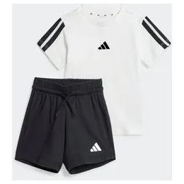 Trainingsanzug Adidas SPORTSWEAR "I 3S T-SET 160", M&auml;dchen, Gr. 86, schwarz-wei&szlig; (wei&szlig;, schwarz), Obermaterial: 100% Baumwolle, Sportanz&uuml;ge Trainingsanzug