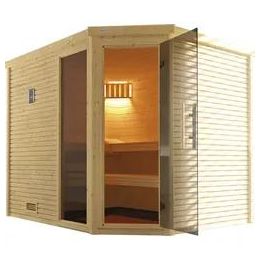 Sauna Weka "Cubilis", beige (natur), Saunaofen, externe Steuerung, 7,5 kW, Saunen, 7,5 kW-Ofen mit digitaler Steuerung