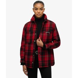 Superdry Damen Kariertes Gef&uuml;ttertes Hemd Red - Gr&ouml;&szlig;e: 42 210282400039633J020