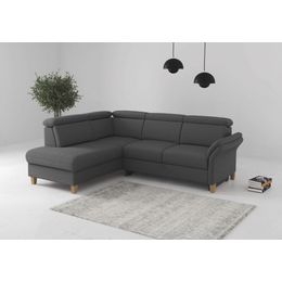 Ecksofa Home Affaire, B:247cm H:84cm T:193cmdunkelgrau, 95% Polyester, 5% Polyamid, Sofas, "Glendale, L-Form", inkl. Kopfteilverstellung, wahlweise