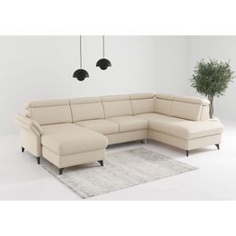Sit & More Wohnlandschaft SIT & MORE, B:321cm H:84cm T:193cmsand, 100% Polyester, Sofas, "Glendale, U-Form", inkl. Kopfteilverstellung,wahlweise mit Vorziehsitz