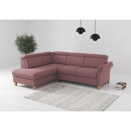 Ecksofa Home Affaire, B:247cm H:84cm T:193cmaubergine, 100% Polyester, Sofas, "Glendale, L-Form", inkl. Kopfteilverstellung, wahlweise mit