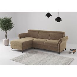 Sit & More Ecksofa SIT & MORE, B:253cm H:84cm T:166cmhellbraun, 100% Polyester, Wohnzimmer, Sofas, "Glendale, L-Form", inkl. Kopfteilverstellung,wahlweise mit