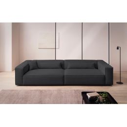 3-Sitzer, B:316cm H:66cm T:136cmanthrazit, LeGer Home by Lena Gercke, 100% Polyester, Sofas, "PIARA XXL, Sofa mit Kedernaht in Cord, Leinenoptik o.