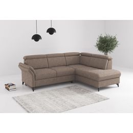 Sit & More Ecksofa SIT & MORE, B:247cm H:84cm T:193cmcappuccino, 100% Polyester, Sofas, "Glendale, L-Form", inkl. Kopfteilverstellung, wahlweise mit Vorziehsitz
