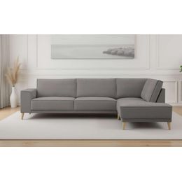 Ecksofa OTTO HOME, B:289cm H:85cm T:210cmgrau, 100% Polyester, Sofas, "Oland Skandi, weicher Chenille-Stoff", L-Form, 289 cm, Wellenunterfederung,