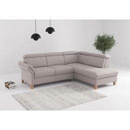 Ecksofa Home Affaire, B:247cm H:84cm T:193cmsilber, 100% Polyester, Sofas, "Glendale, L-Form", inkl. Kopfteilverstellung, wahlweise mit Vorziehsitz