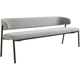 Schöner Wohnen Kollektion Sitzbank "OSLO, 160 cm oder 200 cm", grau, schwarz, B:200cm H:80cm T:56cm, SCHÖNER WOHNEN-KOLLEKTION, Sitzbänke, Bezug Bouclé, Untergestell Metall pulverbeschichtet
