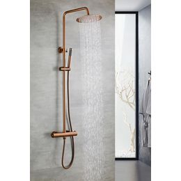 Duschsystem &Oslash;RESUND "Sanddorn", kupfer, H:135cm T:9,5cm, Brausegarnituren, &Uuml;berkopfbrause, Regendusche Wellnessdusche in verschiedenen Farben