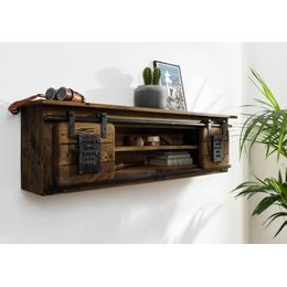 Wandregal Mango 130x25x35 braun lackiert RAILWAY #457