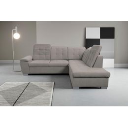 Ecksofa WERK2, B:265cm H:103cm T:215cmgrau, 100% Polyester, Sofas, "Bonny inkl. Kopfteilverstellung, Bettfunktion, Stauraum, L-Form", Komfortwunder