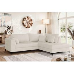 Ecksofa OTTO HOME, B:232cm H:80cm T:190cmbeige, 100% Polyester, Sofas, "LEEVKE Design-Sofa mit Ottomane rechts/links bestellbar, Breite 232 cm", in