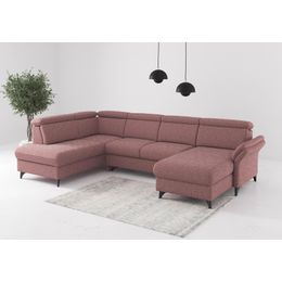 Sit & More Wohnlandschaft SIT & MORE, B:321cm H:84cm T:193cmaubergine, 100% Polyester, Sofas, "Glendale, U-Form", inkl. Kopfteilverstellung,wahlweise mit