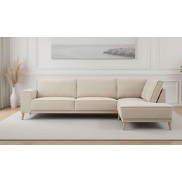 Ecksofa OTTO HOME, B:289cm H:85cm T:210cmbeige, 100% Polyester, Sofas, "Oland Skandi, weicher Chenille-Stoff", L-Form, 289 cm, Wellenunterfederung,