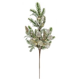 Kunstzweig I.GE.A. "Dekozweig mit Glitter", champagner, B:25cm H:68cm L:8cm, Kunststoff, Kunstpflanzen, Künstlicher Tannenzweig mit Beeren und Blättern für Kranz Deko