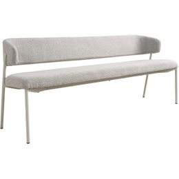 Schöner Wohnen Kollektion Sitzbank "OSLO, 160 cm oder 200 cm", greige, seidengrau, B:200cm H:80cm T:56cm, SCHÖNER WOHNEN-KOLLEKTION, Sitzbänke, Bezug Bouclé, Untergestell Metall pulverbeschichtet
