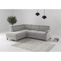 Ecksofa Home Affaire, B:247cm H:84cm T:193cmhellgrau, 100% Polyester, Sofas, "Glendale, L-Form", inkl. Kopfteilverstellung, wahlweise mit Vorziehsitz