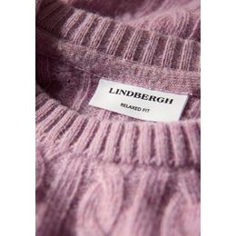 Strickpullover LINDBERGH "LINDBERGH Strickpullover", Herren, Gr. L, lavender mel, Obermaterial: 80% Lammwolle, 20% Nylon, Rundhals, Pullover