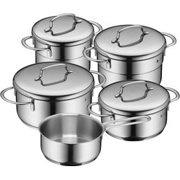 Topf-Set WMF "Mini", grau (edelstahl), B:25,4 H:21,5 L:39,6, Töpfe, hochwertige Edelstahldeckel, platzsparende Aufbewahrung, Schüttrand