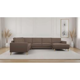 Wohnlandschaft OTTO HOME, B:342cm H:85cm T:260cmbraun, 100% Polyester, Sofas, "Oland Skandi, weicher Chenille-Stoff", U-Form, 342 cm,