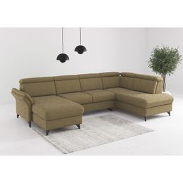 Sit & More Wohnlandschaft SIT & MORE, B:321cm H:84cm T:193cmolive, 100% Polyester, Sofas, "Glendale, U-Form", inkl. Kopfteilverstellung,wahlweise mit