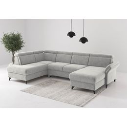 Sit & More Wohnlandschaft SIT & MORE, B:321cm H:84cm T:193cmhellgrau, 100% Polyester, Sofas, "Glendale, U-Form", inkl. Kopfteilverstellung,wahlweise mit