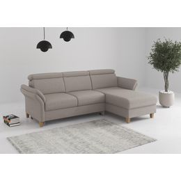 Ecksofa Home Affaire, B:253cm H:84cm T:166cmtaupe, 95% Polyester, 5% Polyamid, Sofas, "Glendale, L-Form", inkl. Kopfteilverstellung, wahlweise mit