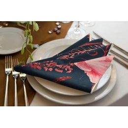 Stoffserviette Adam "Eden" Gr. 1, bunt (dunkelblau, pink), B:30cm L:30cm, Obermaterial: 100% Baumwolle, Servietten, GOTS organic,zertifiziert durch CERES 0242Made in Germany