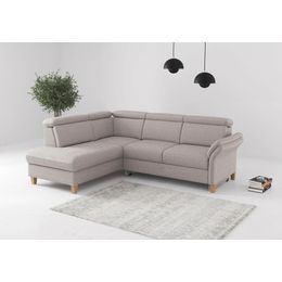 Ecksofa Home Affaire, B:247cm H:84cm T:193cmsilber, 100% Polyester, Sofas, "Glendale, L-Form", inkl. Kopfteilverstellung, wahlweise mit Vorziehsitz